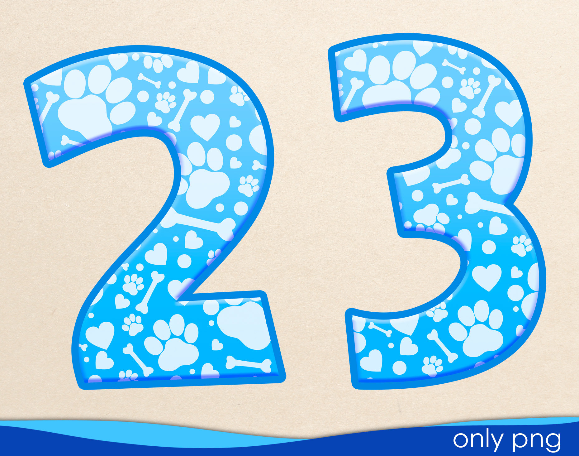 Birthday Numbers Png, Paw Numbers Png, Blue Numbers Png, Digital ...
