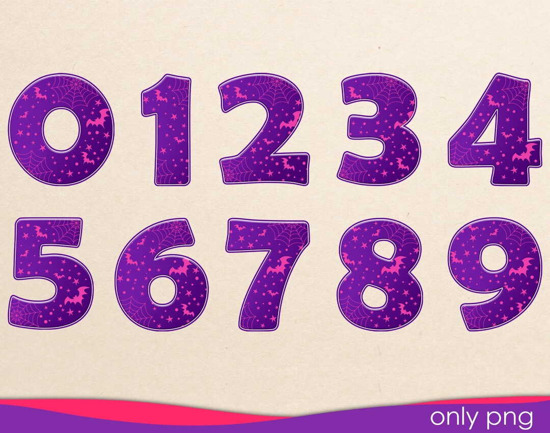Halloween Numbers Png Purple Numbers Png Purple Halloween - Etsy