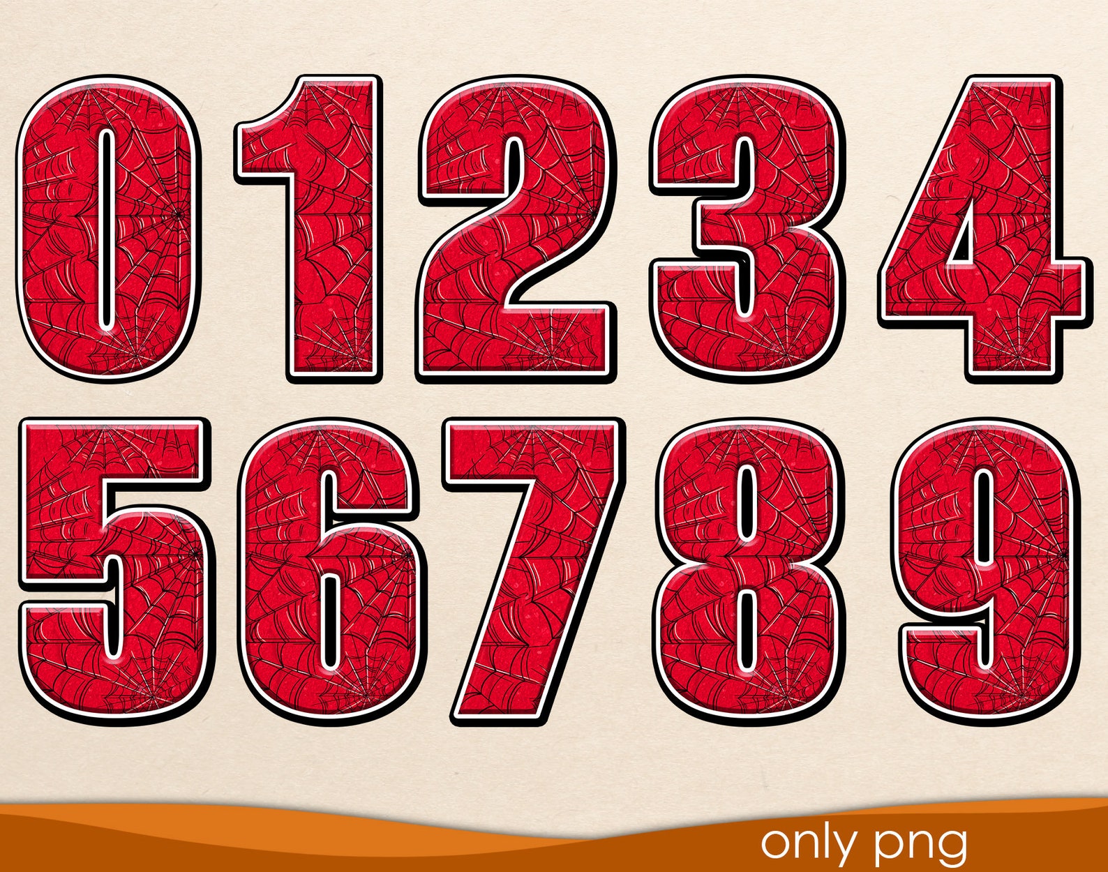 Spider Web Numbers Png, Birthday Numbers Png, Digital Download, Numbers ...