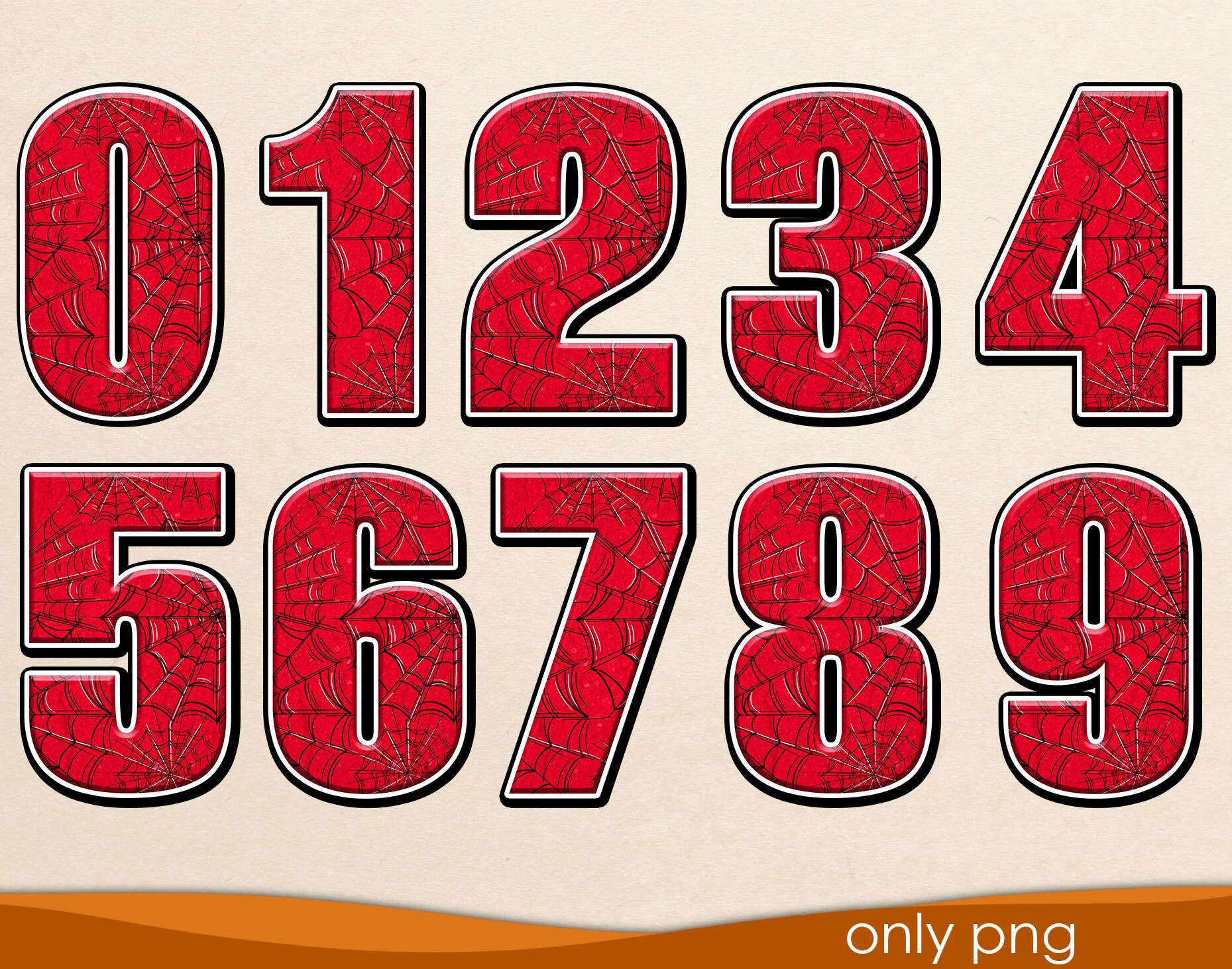 Spider Web Numbers Png Birthday Numbers Png Digital - Etsy