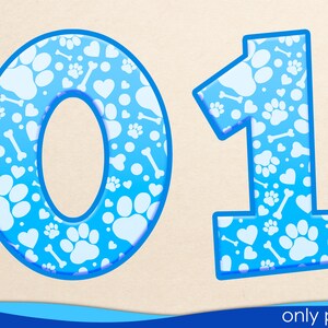 Birthday Numbers Png, Paw Numbers Png, Blue Numbers Png, Digital ...