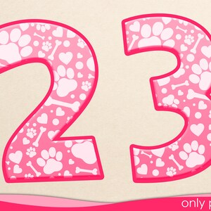 Birthday Numbers Png, Paw Numbers Png, Pink Numbers Png, Digital ...