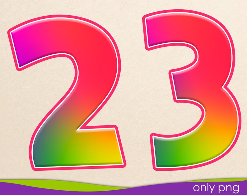 Birthday Numbers Png Rainbow Numbers Png Multicolored - Etsy
