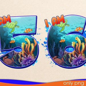 Sea Aquarium Birthday Numbers Png, Ocean Sea Numbers Png, Birthday ...