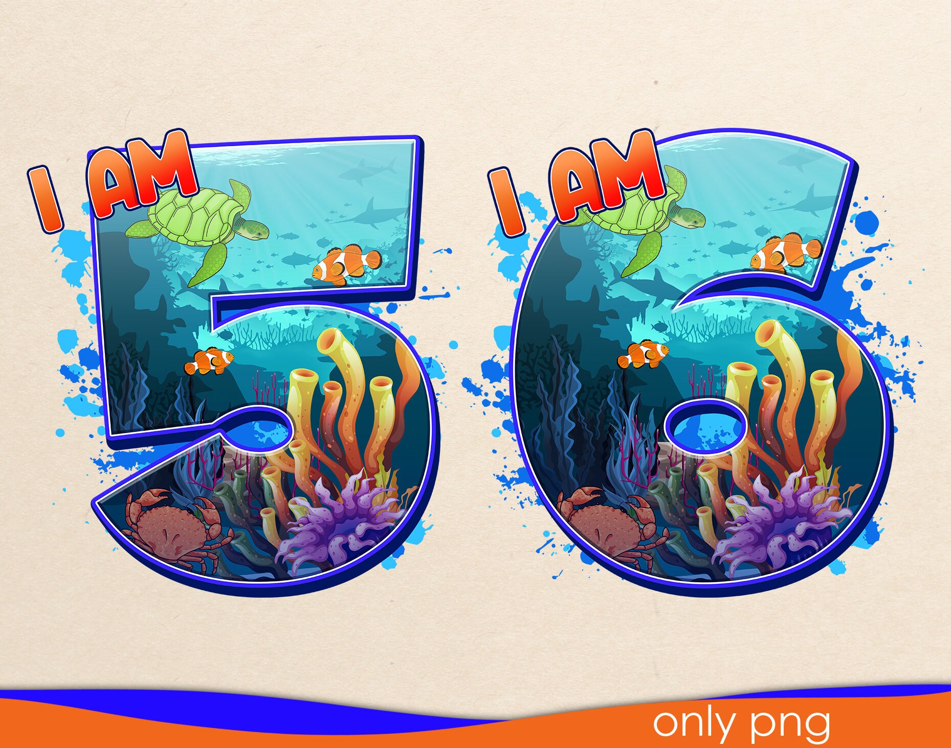 Sea Aquarium Birthday Numbers Png, Ocean Sea Numbers Png, Birthday ...