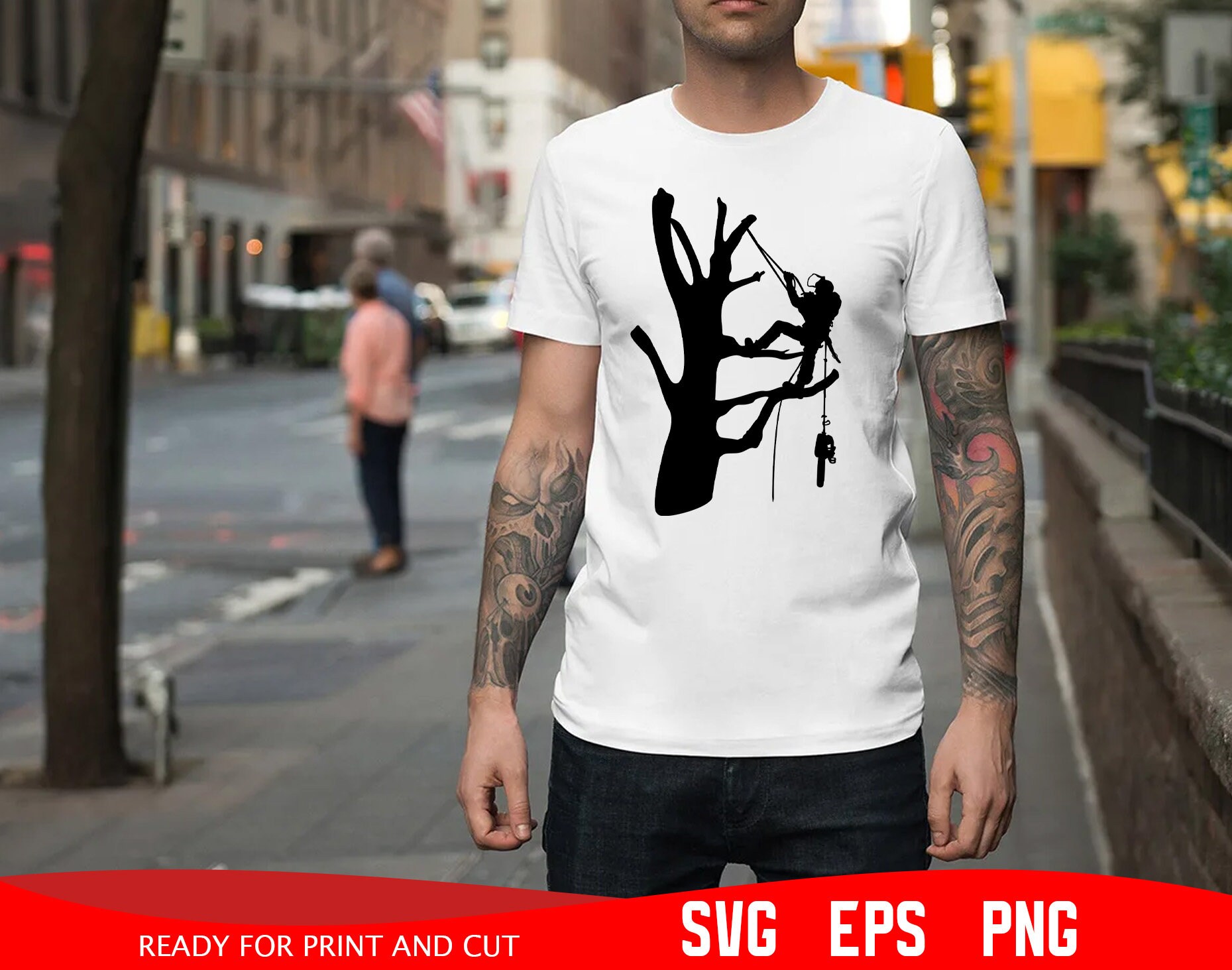 Tree Arborist SVG Tree Services Svg, Tree Cutter Climbing, Silhouette ...