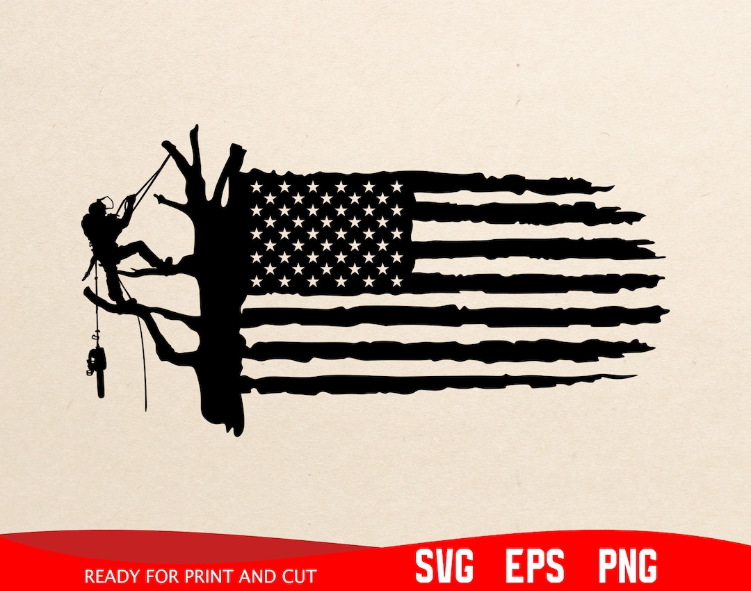 Tree Arborist SVG - Tree Services Svg, Tree Cutter Climbing, Silhouette ...