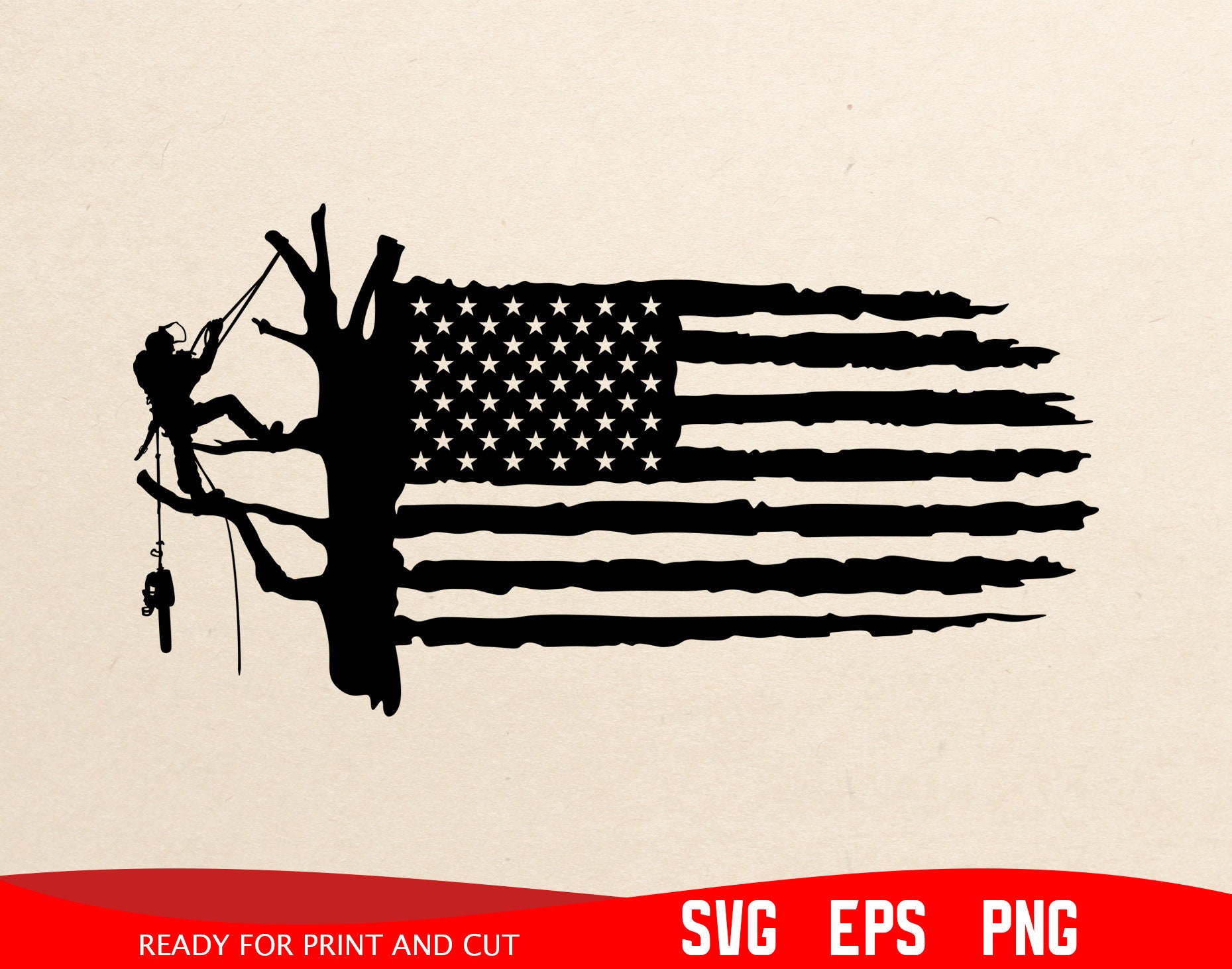 Tree Arborist SVG - Tree Services Svg, Tree Cutter Climbing, Silhouette ...