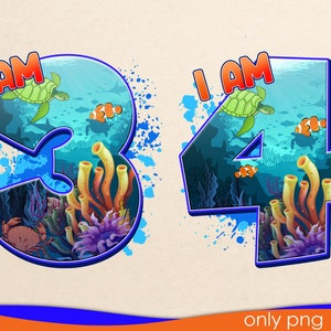 Sea Aquarium Birthday Numbers Png, Ocean Sea Numbers Png, Birthday ...