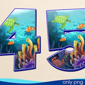 Sea Aquarium Birthday Numbers Png, Ocean Sea Numbers Png, Birthday ...