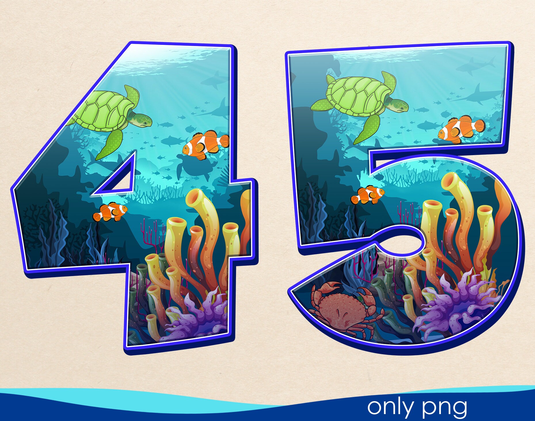 Sea Aquarium Birthday Numbers Png, Ocean Sea Numbers Png, Birthday ...