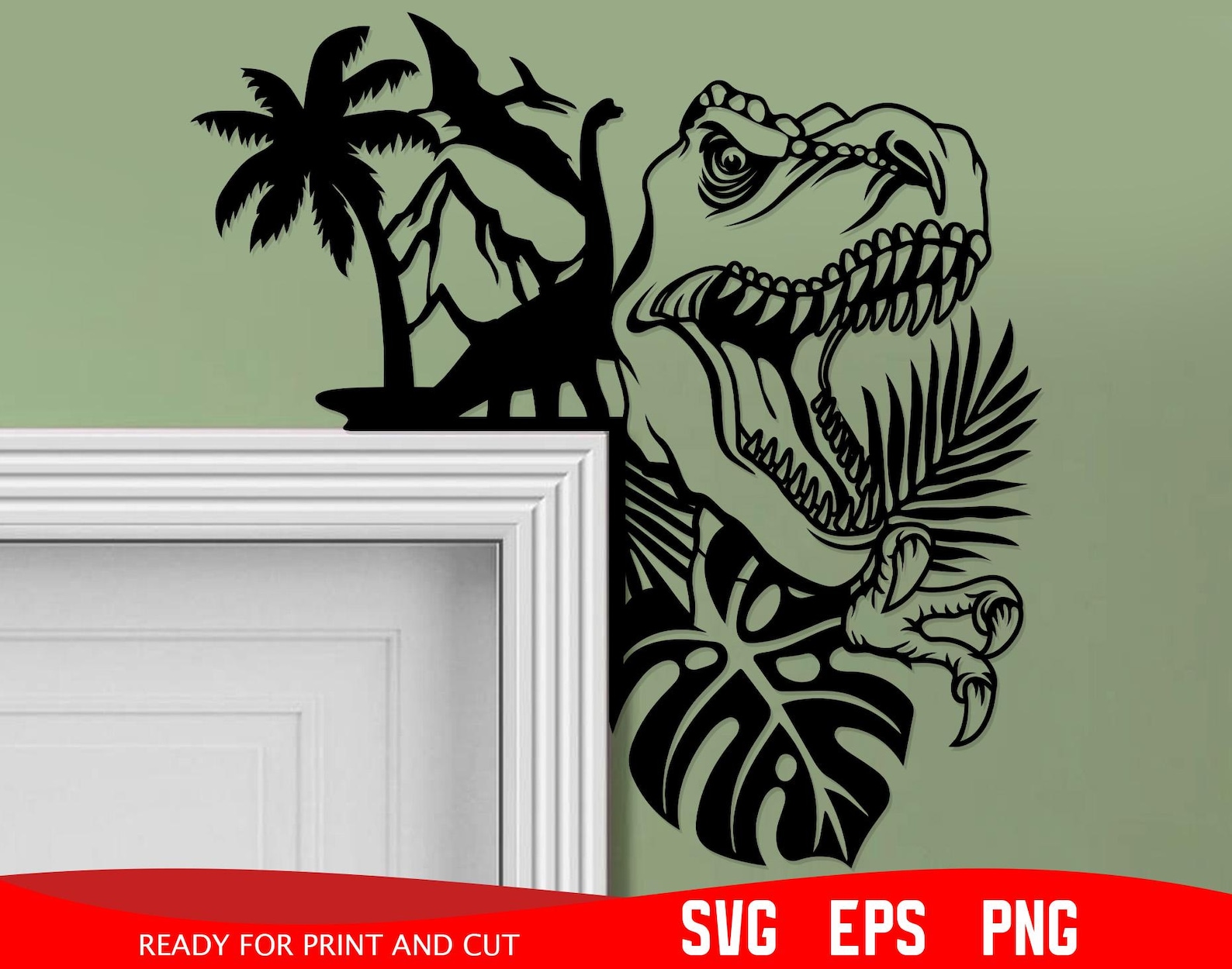 Dinosaur Door Corner Svg, Door Corner Svg, Home Decoration Svg, Door ...