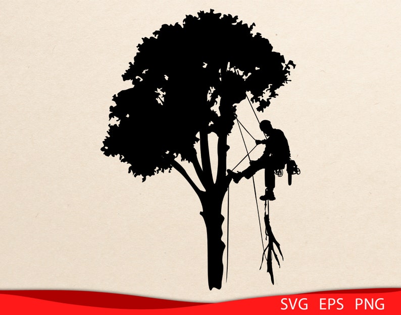 Tree Arborist SVG - Tree Services Svg, Tree Cutter Climbing, Silhouette ...