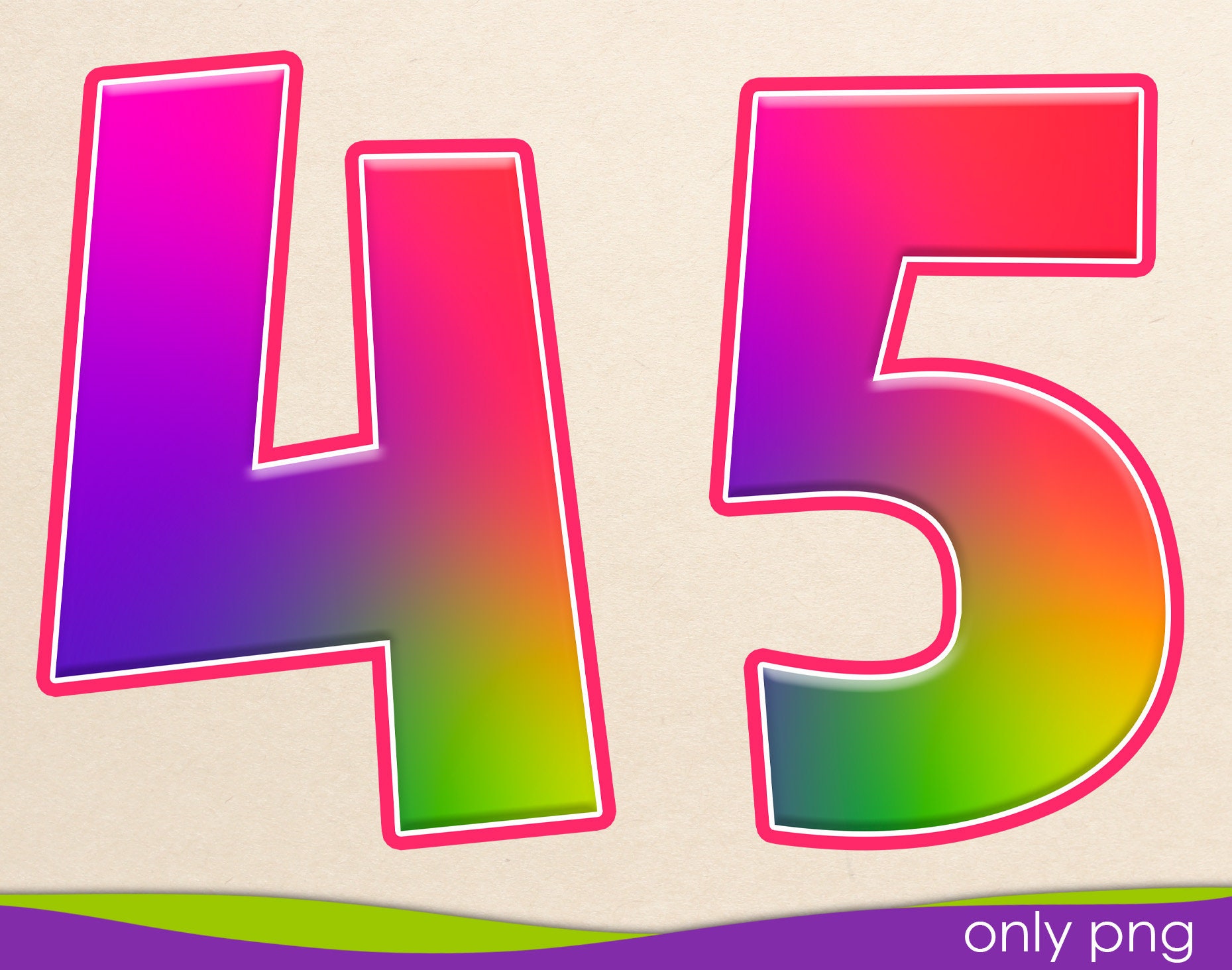 Birthday Numbers Png Rainbow Numbers Png Multicolored - Etsy