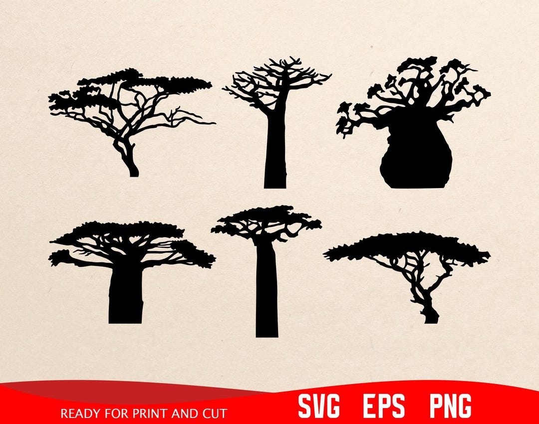 African Trees Svg Bundle, Cricut File, Baobab Svg Eps Png, African ...
