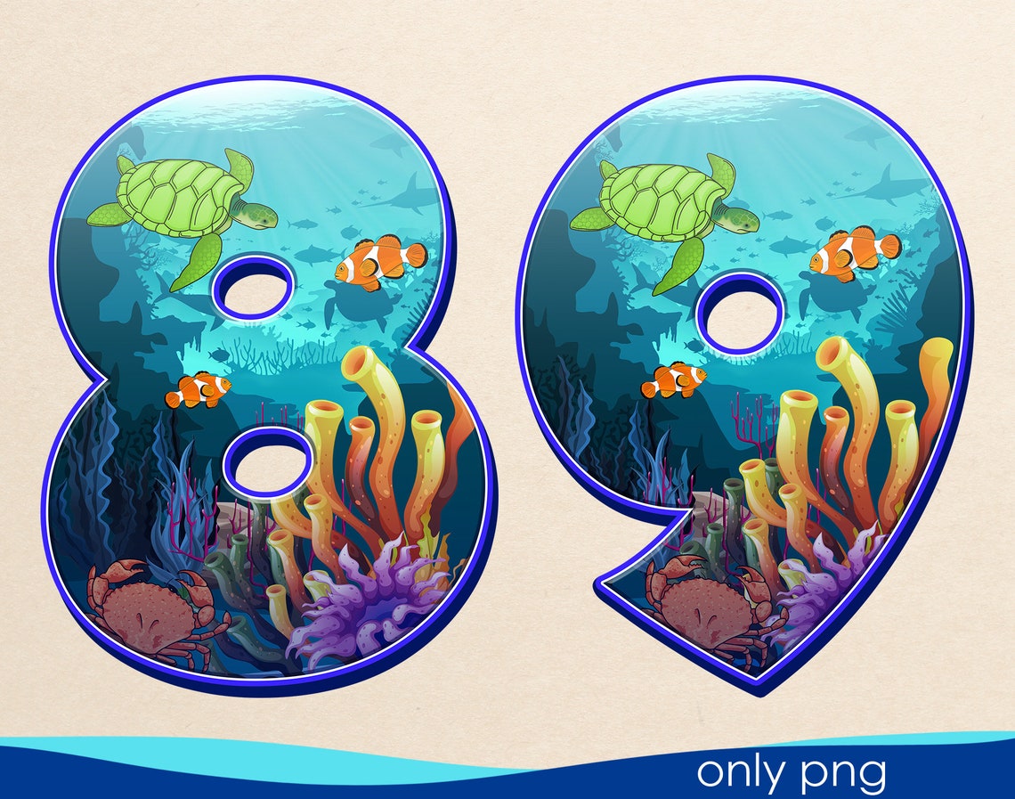 Sea Aquarium Birthday Numbers Png, Ocean Sea Numbers Png, Birthday ...