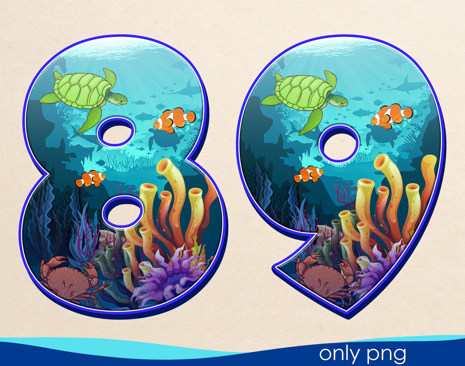 Sea Aquarium Birthday Numbers Png, Ocean Sea Numbers Png, Birthday ...