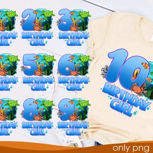 Sea Aquarium Birthday Girl Numbers Png, Ocean Sea Birthday Numbers Png ...