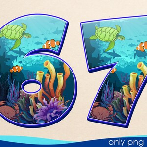 Sea Aquarium Birthday Numbers Png, Ocean Sea Numbers Png, Birthday ...