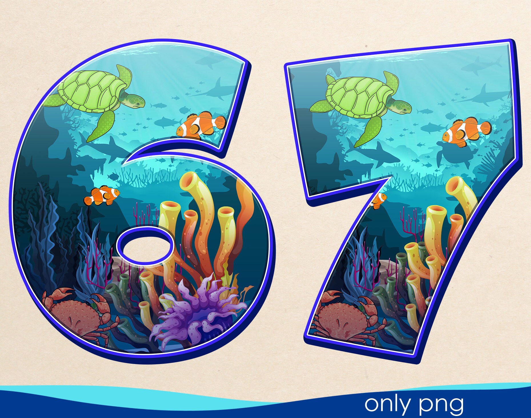 Sea Aquarium Birthday Numbers Png, Ocean Sea Numbers Png, Birthday ...