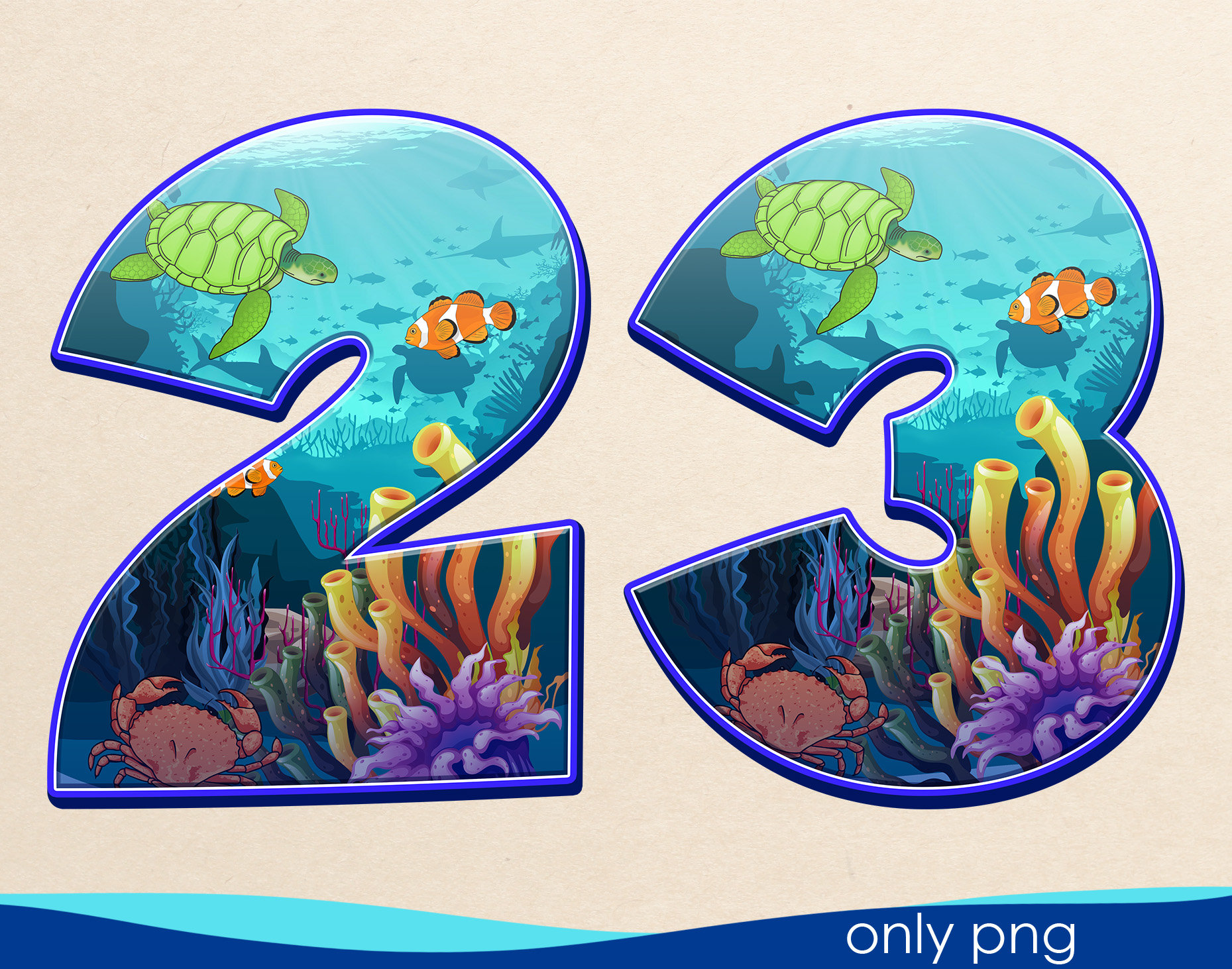 Sea Aquarium Birthday Numbers Png, Ocean Sea Numbers Png, Birthday ...