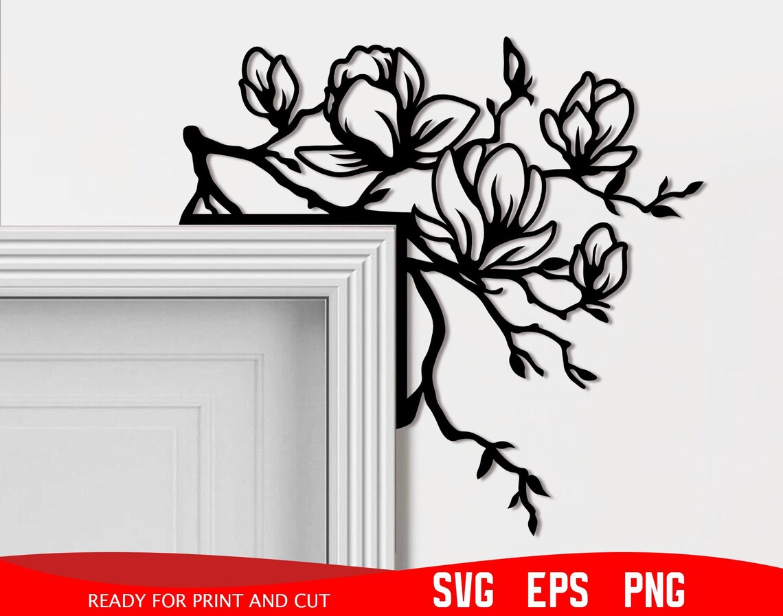 Magnolia Window and Door Corner Svg, Floral Door Corner Svg, Home ...