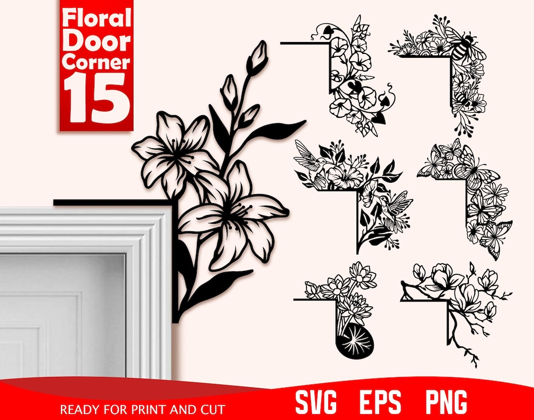 Flowers Window and Door Corner Svg, Floral Door Corner Svg, Home ...