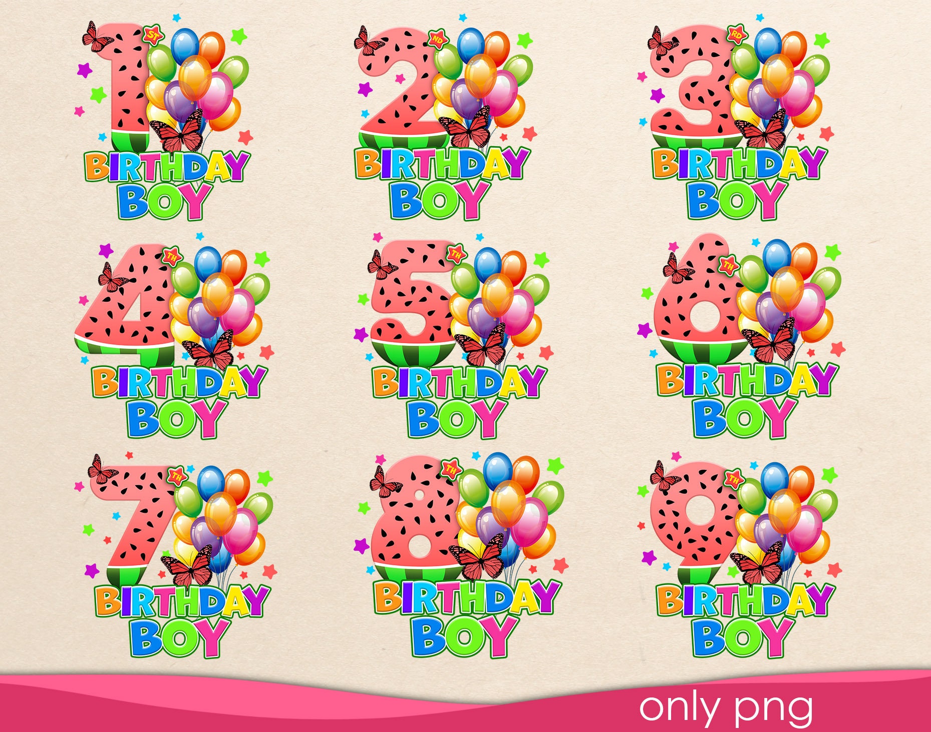 Watermelon Numbers Png, S, Birthday Watermelon Numbers Png, Digital ...
