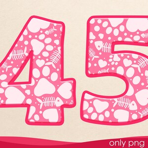 Birthday Numbers Png, Paw Numbers Png, Pink Numbers Png, Digital ...
