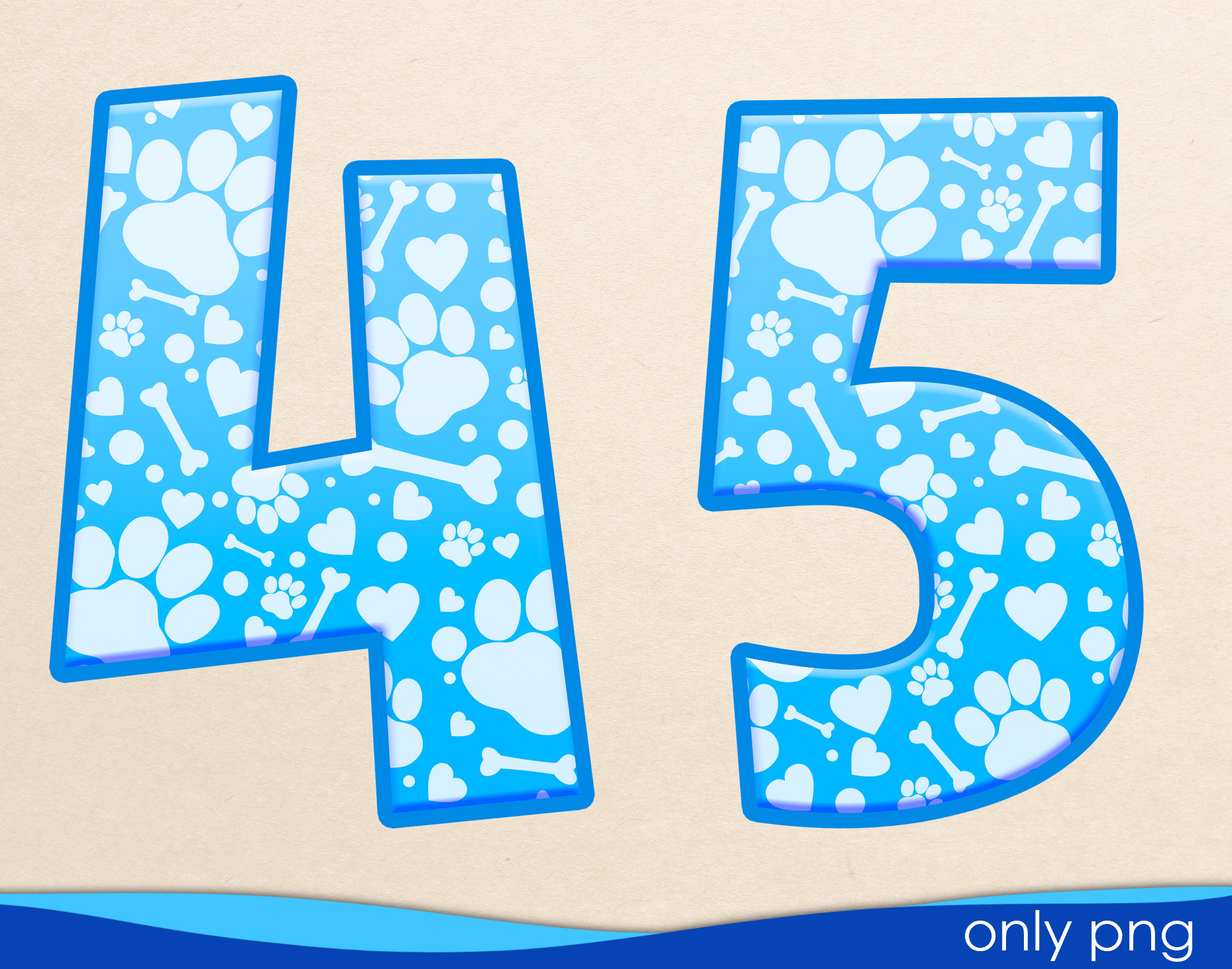 Birthday Numbers Png, Paw Numbers Png, Blue Numbers Png, Digital ...