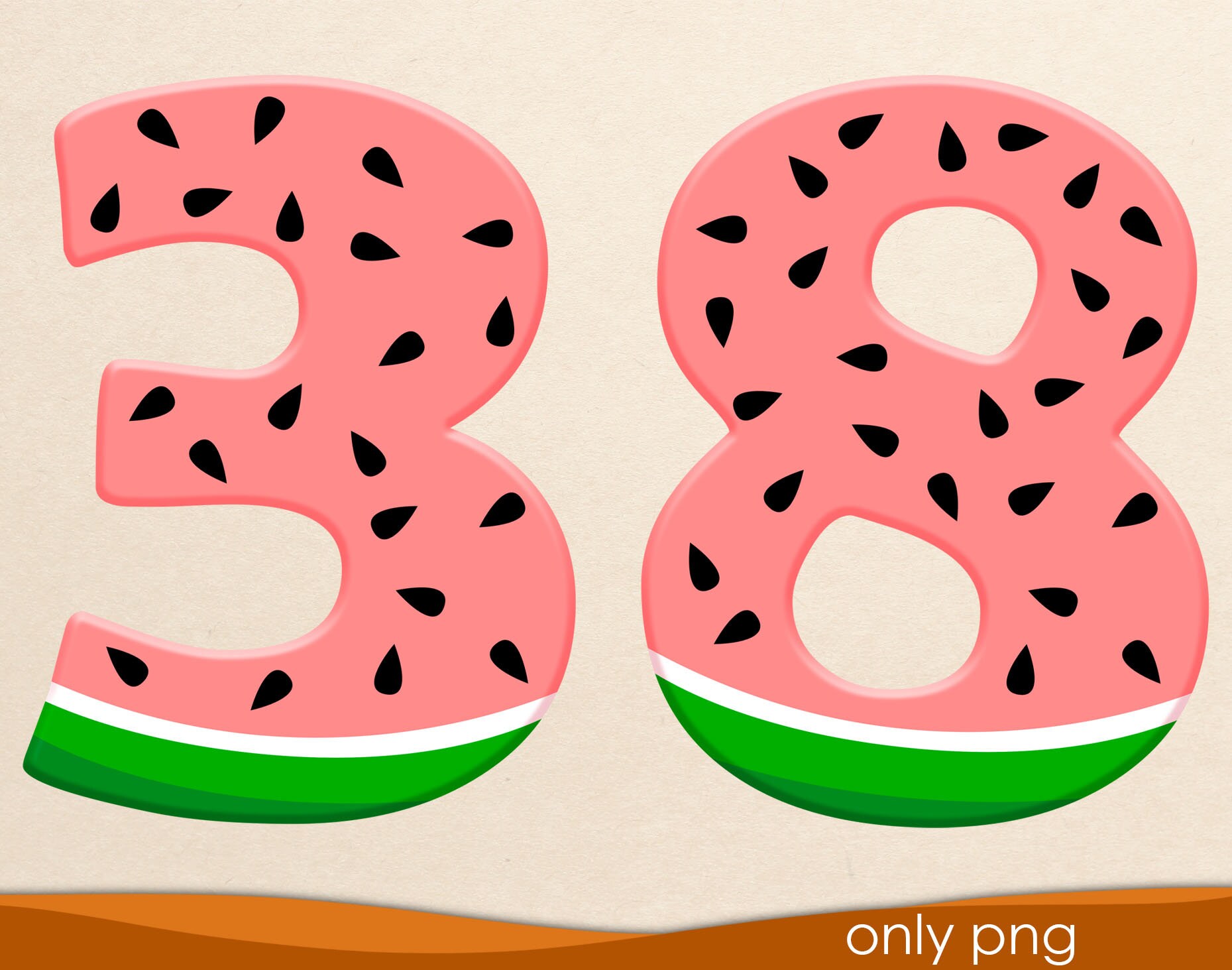 Watermelon Numbers Png, Summer Numbers Png, Birthday Watermelon Numbers ...