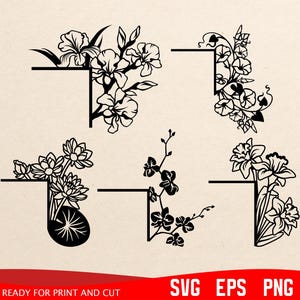 Flowers Window and Door Corner Svg, Floral Door Corner Svg, Home ...