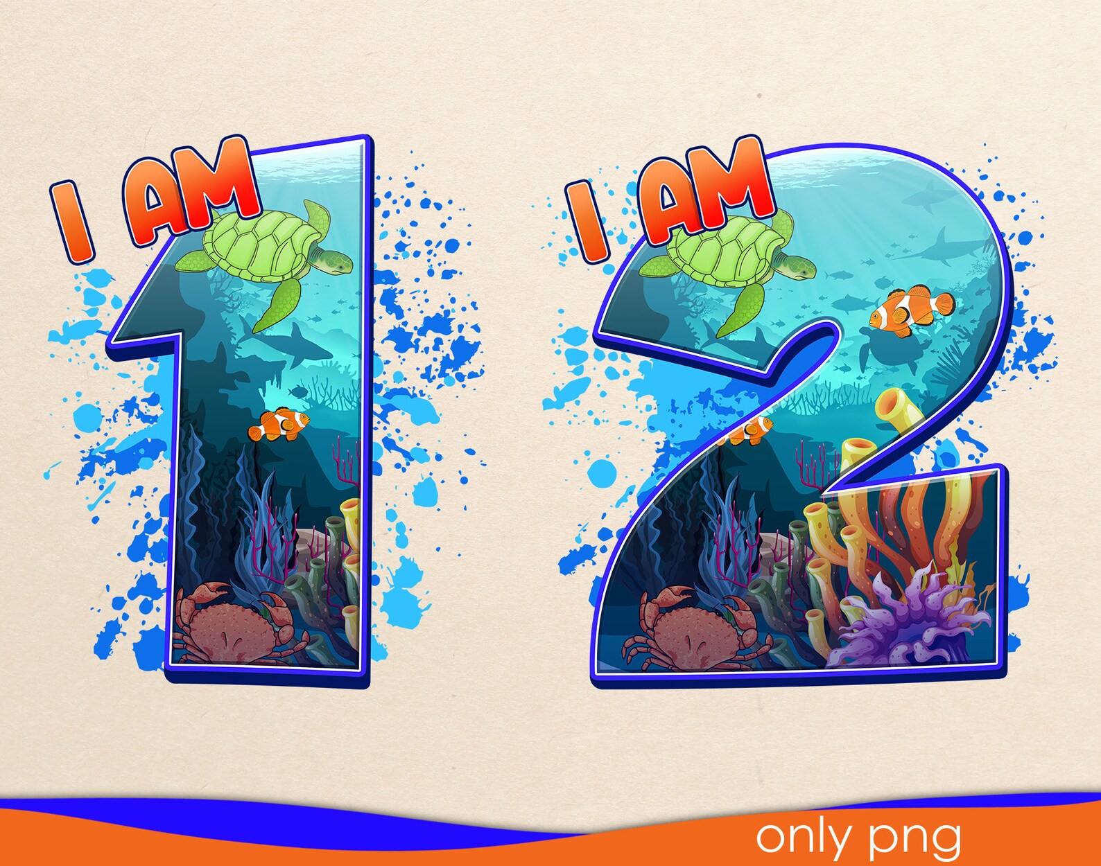 Sea Aquarium Birthday Numbers Png, Ocean Sea Numbers Png, Birthday ...