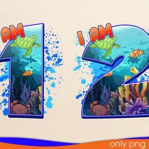 Sea Aquarium Birthday Numbers Png, Ocean Sea Numbers Png, Birthday ...