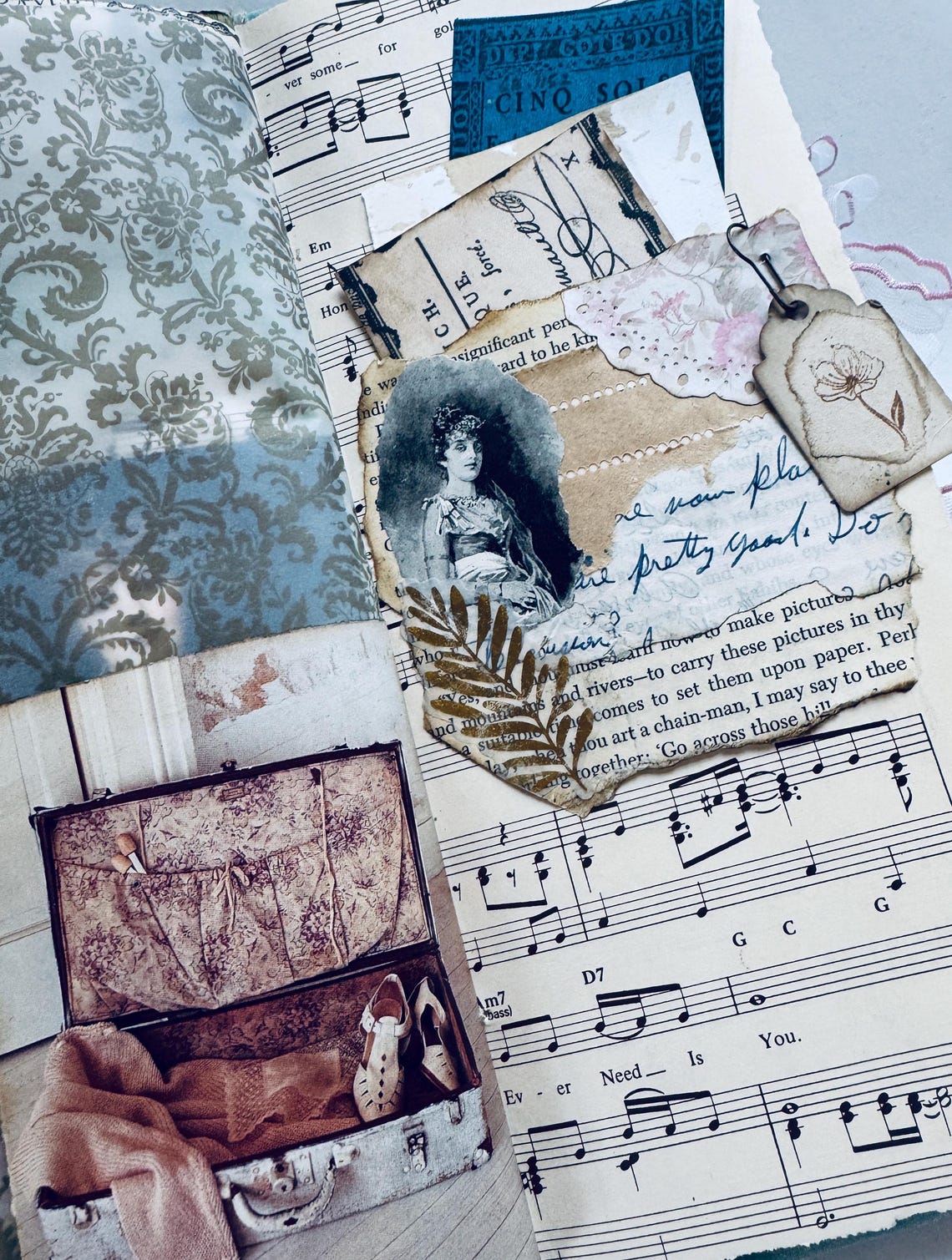 Handmade Journal Tall Skinny Vintage Junk Journal Diary - Etsy