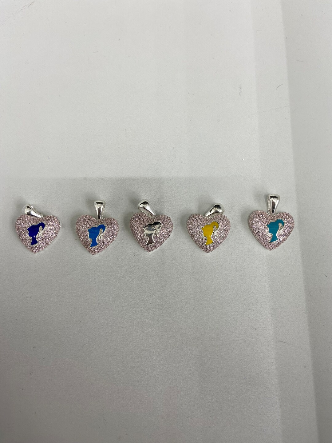 925 Sterling Silver Pink Barbie Heart Pendant With CZ - Etsy