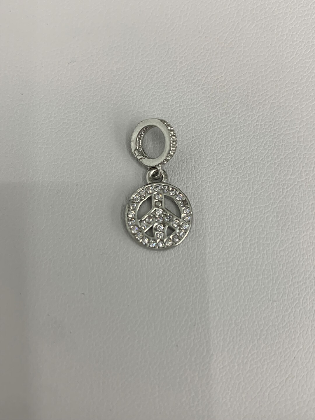 925 Sterling Silver Peace Sign Charm With CZ - Etsy