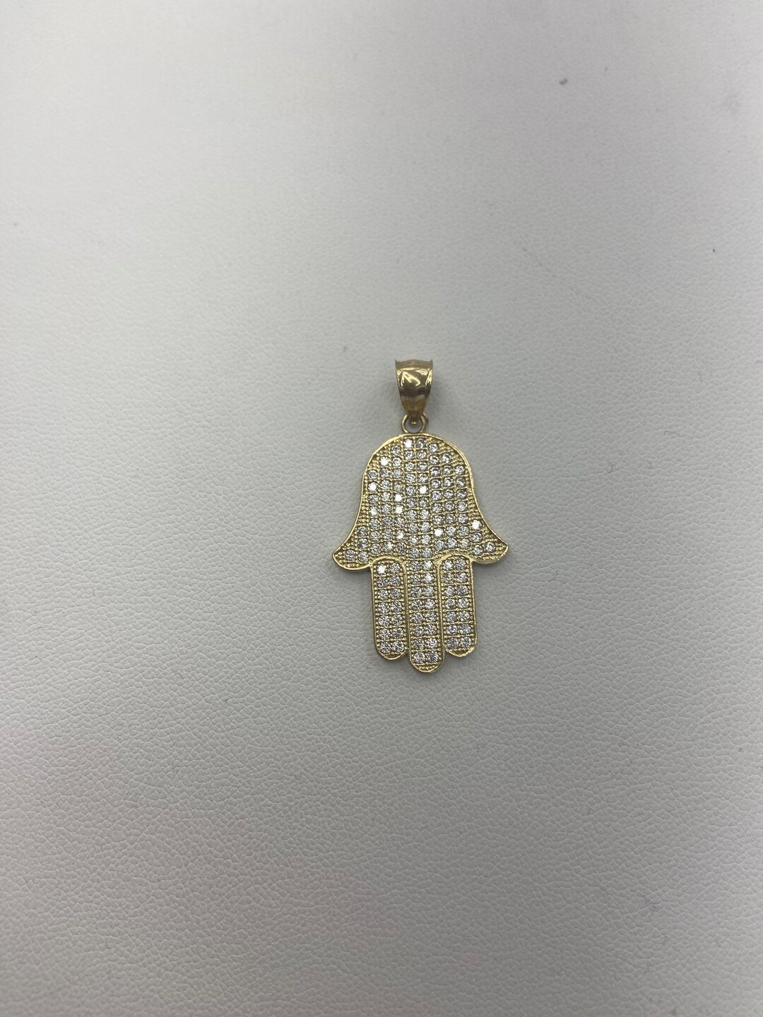 10k Yellow Gold Fatima Hand Pendant With CZ - Etsy