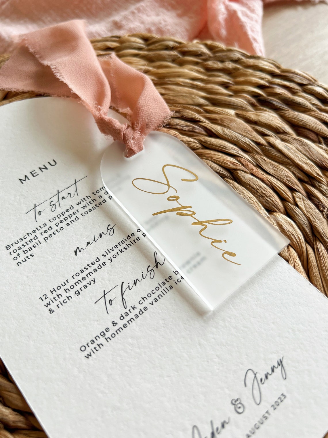 Personalised Wedding Menu & Place Name Custom Acrylic - Etsy UK