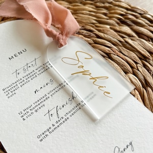 Personalised Wedding Menu & Place Name Custom Acrylic Placeholder Arch ...