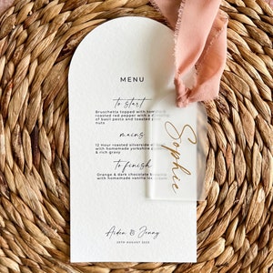 Personalised Wedding Menu & Place Name Custom Acrylic Placeholder Arch ...