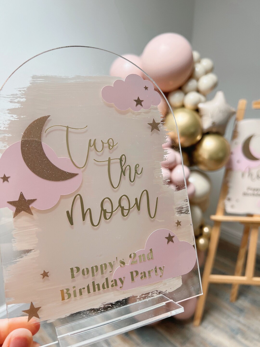 Two the Moon 2nd Birthday Sign / Table Top Acrylic Personalised Sign - Etsy