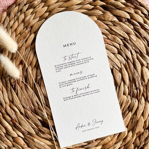 Personalised Wedding Menu & Place Name Custom Acrylic Placeholder Arch ...