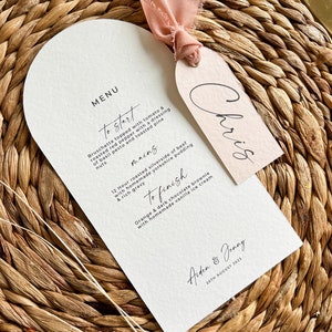 Personalised Wedding Menu & Place Name Custom Acrylic Placeholder Arch ...