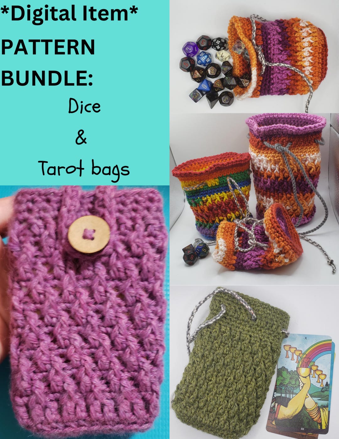 Crochet Dice Bag & Tarot Bag Pattern Bundle (digital Download) - Etsy