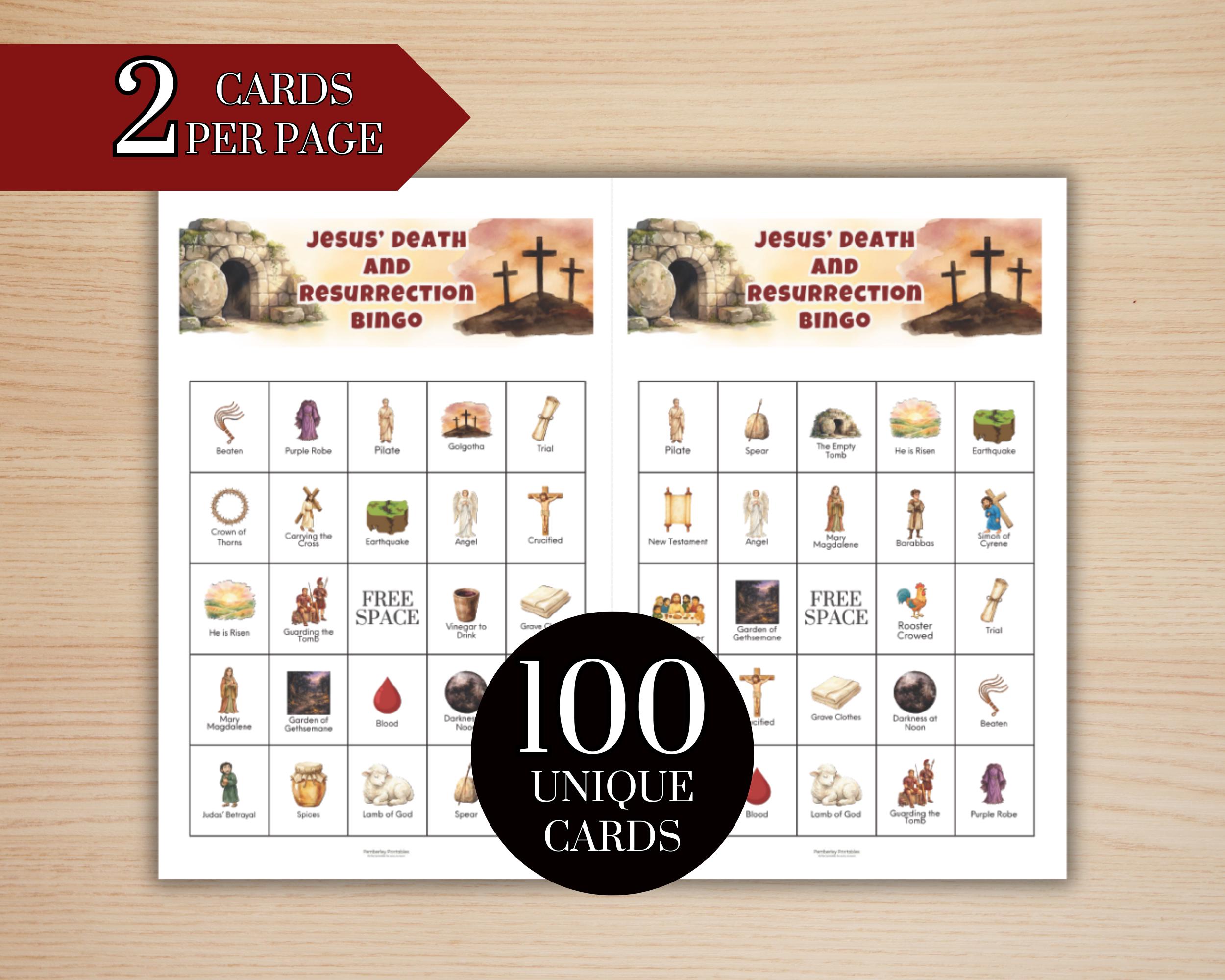 Jesus' Death and Resurrection Printable Bingo Game - Resurrection Bingo ...