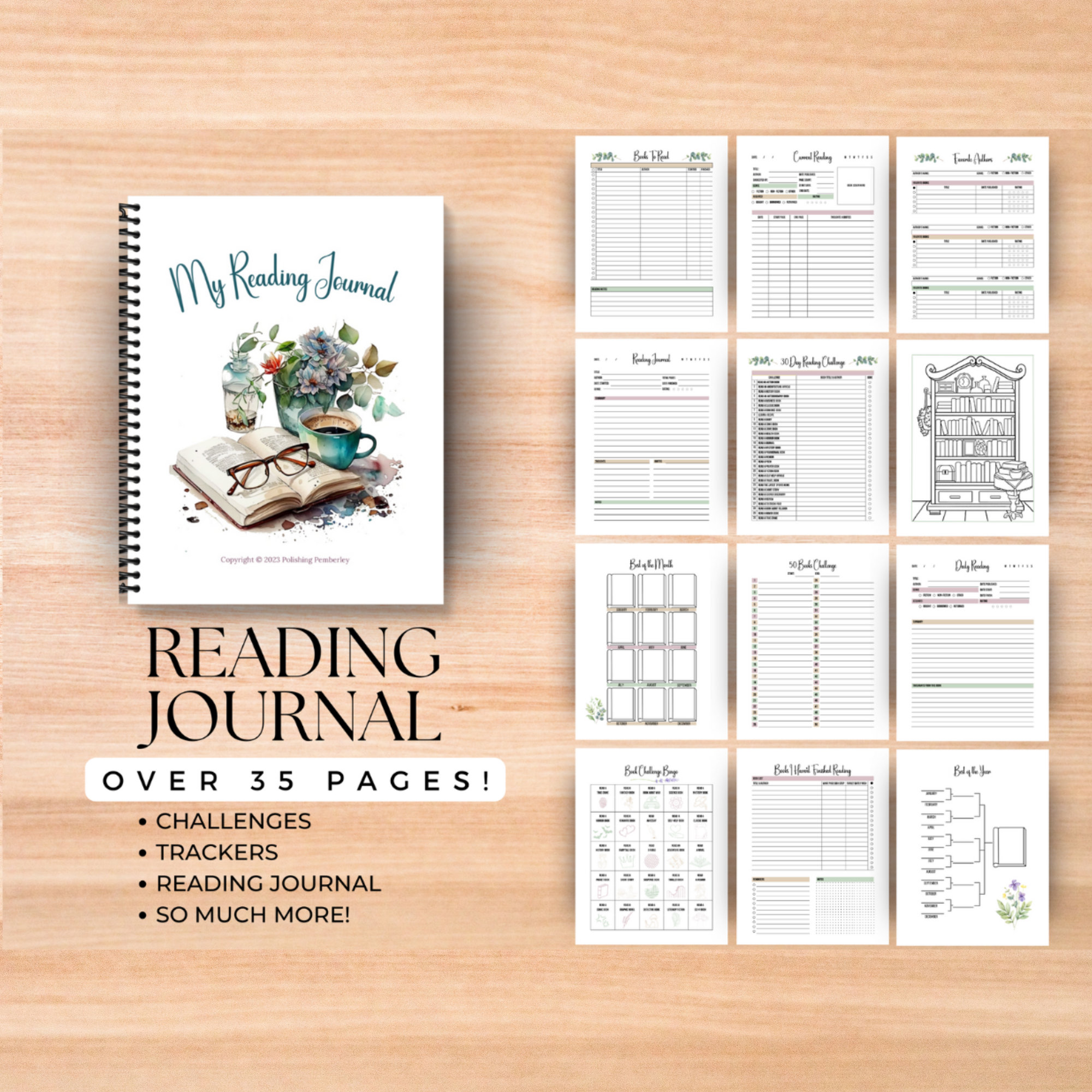 Minimalist Reading Journal - Reading Planner, Reading Challenge ...