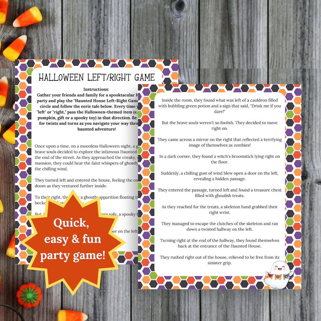 Halloween Left Right Party Game- Pass the Gift Game, Left Right Game ...