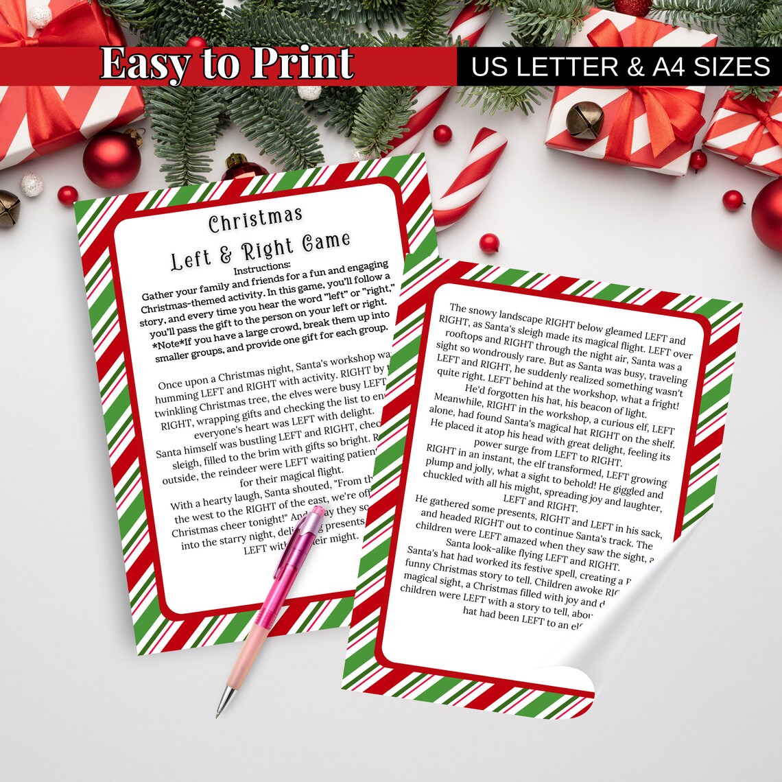 Christmas Left/right Party Game - Christmas Party Game, Left Right Game ...