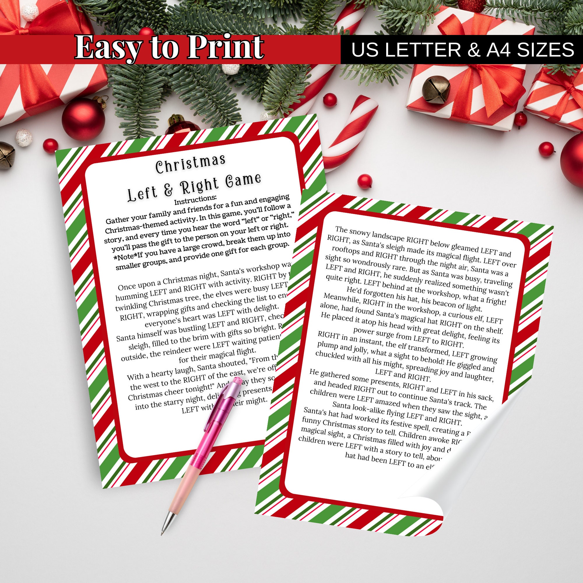 Christmas Left/right Party Game - Christmas Party Game, Left Right Game ...